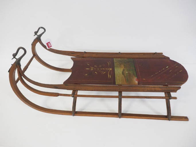 Primitive Wooden Swan Head Child's Sled