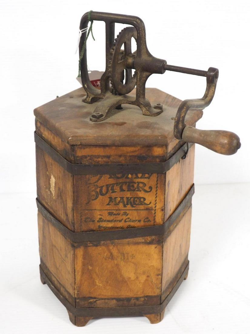 Wooden 6 Sided "home" Butter Churn