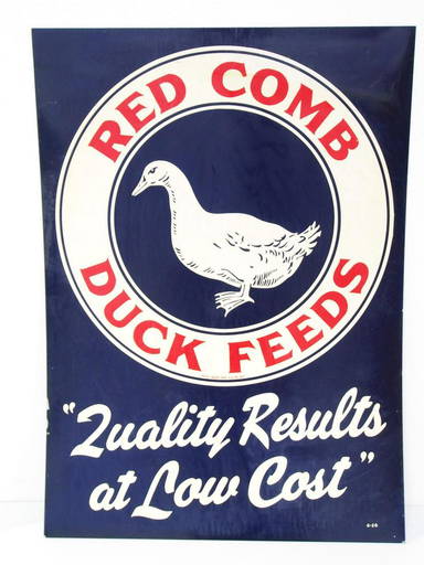 Red Comb Duck Feeds Sign