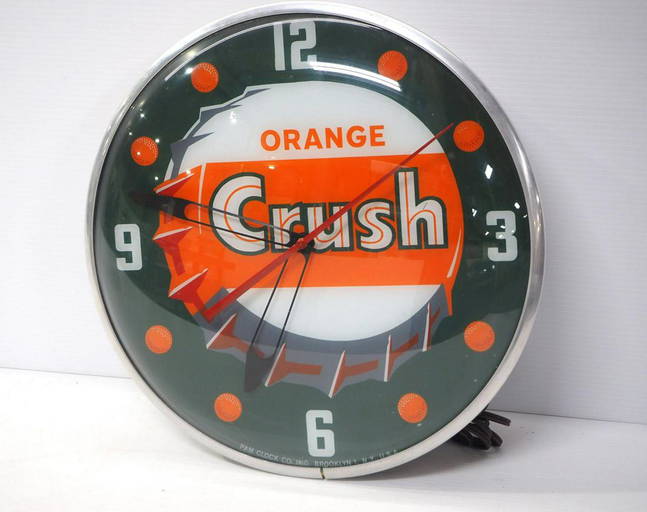 Lighted Orange Crush Clock By Pam Clock