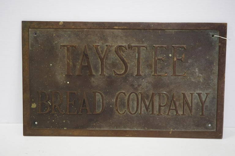 Solid Brass Taystee Bread Company Sign