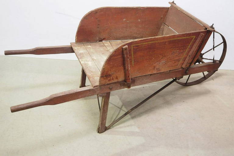 Primitive Wooden Wheelbarrow