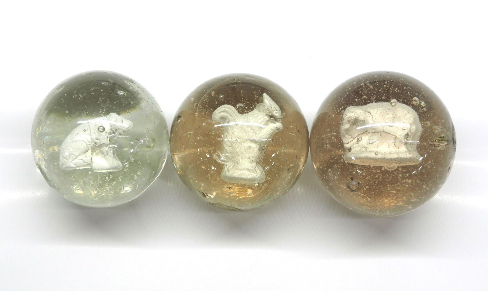 (3) Antique Sulfide Marbles