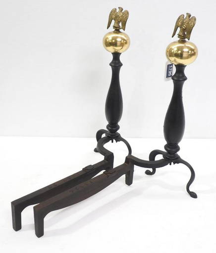 Pair Of Bennett Cast Iron Andirons