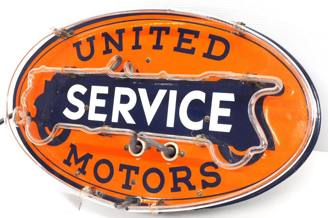 Neon United Service Motors Sign