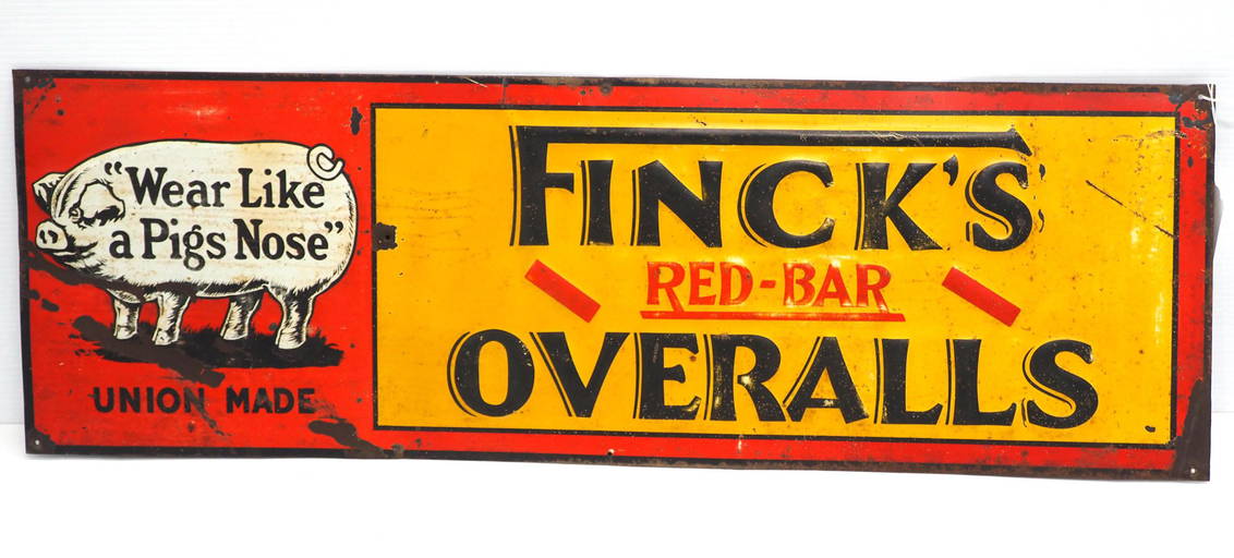 Finck's Red Bar Overalls Sign