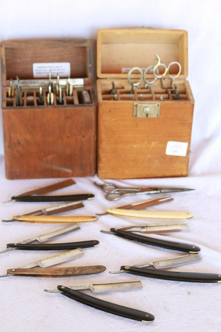 (2) Vintage Barber Straight Razor Boxes