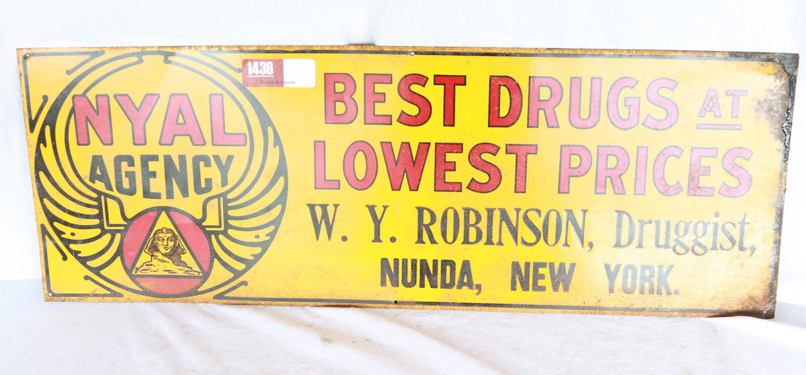 Nyal Agency Tin Drug Store Sign Auction