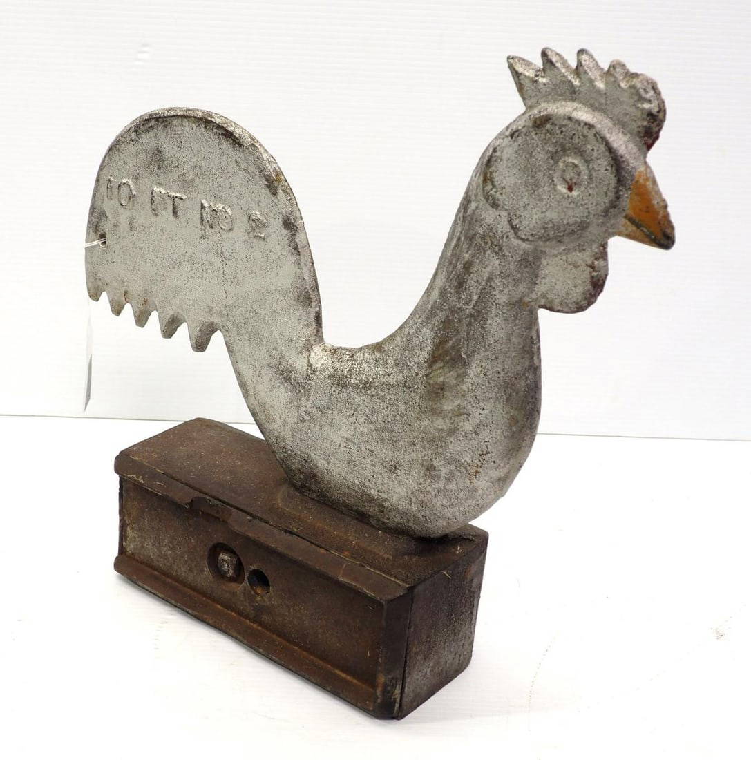Cast Iron Elgin Hummer Rooster Windmill Weight Auction