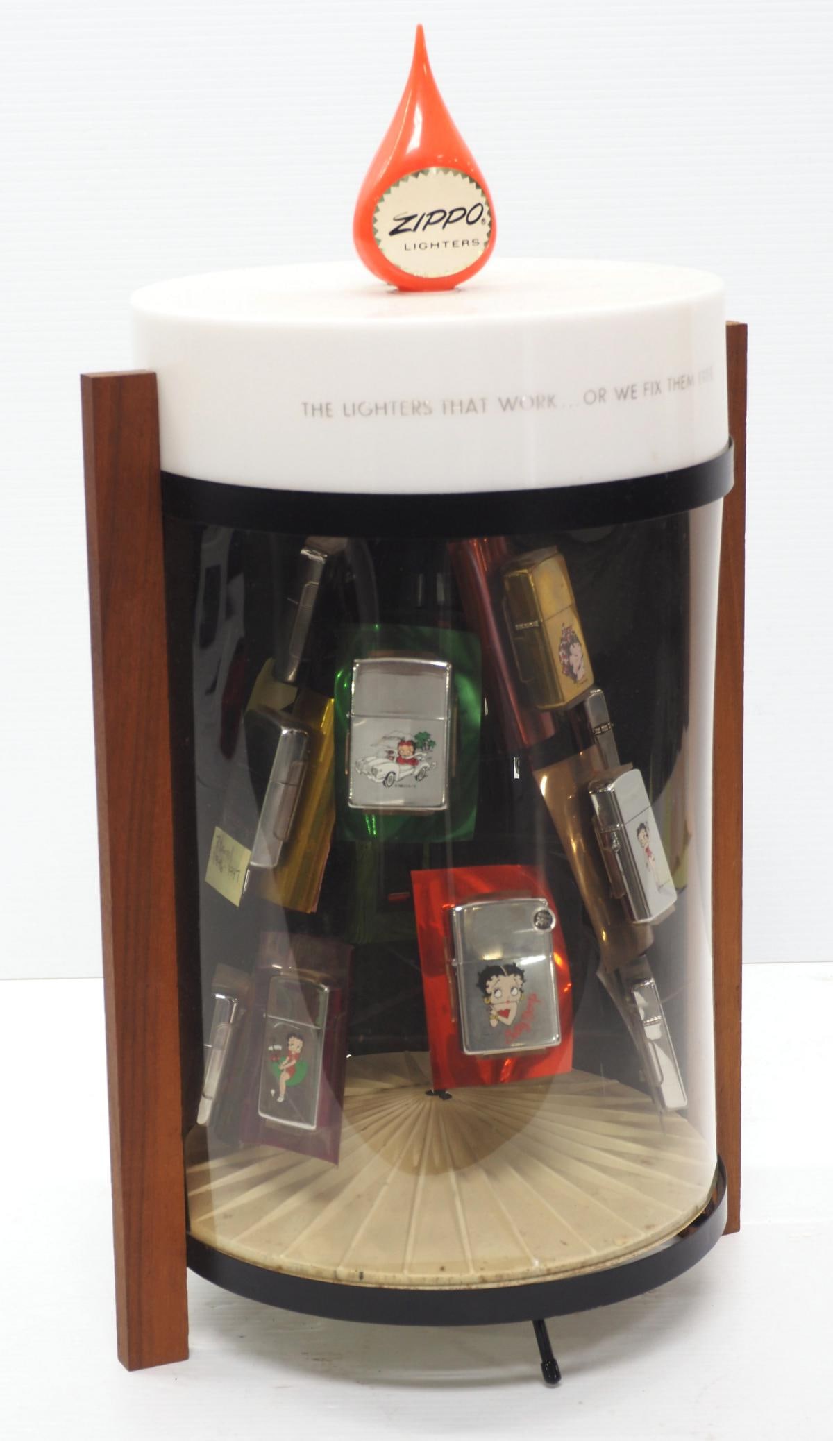 Rare Zippo Display Case With (14) Lighters