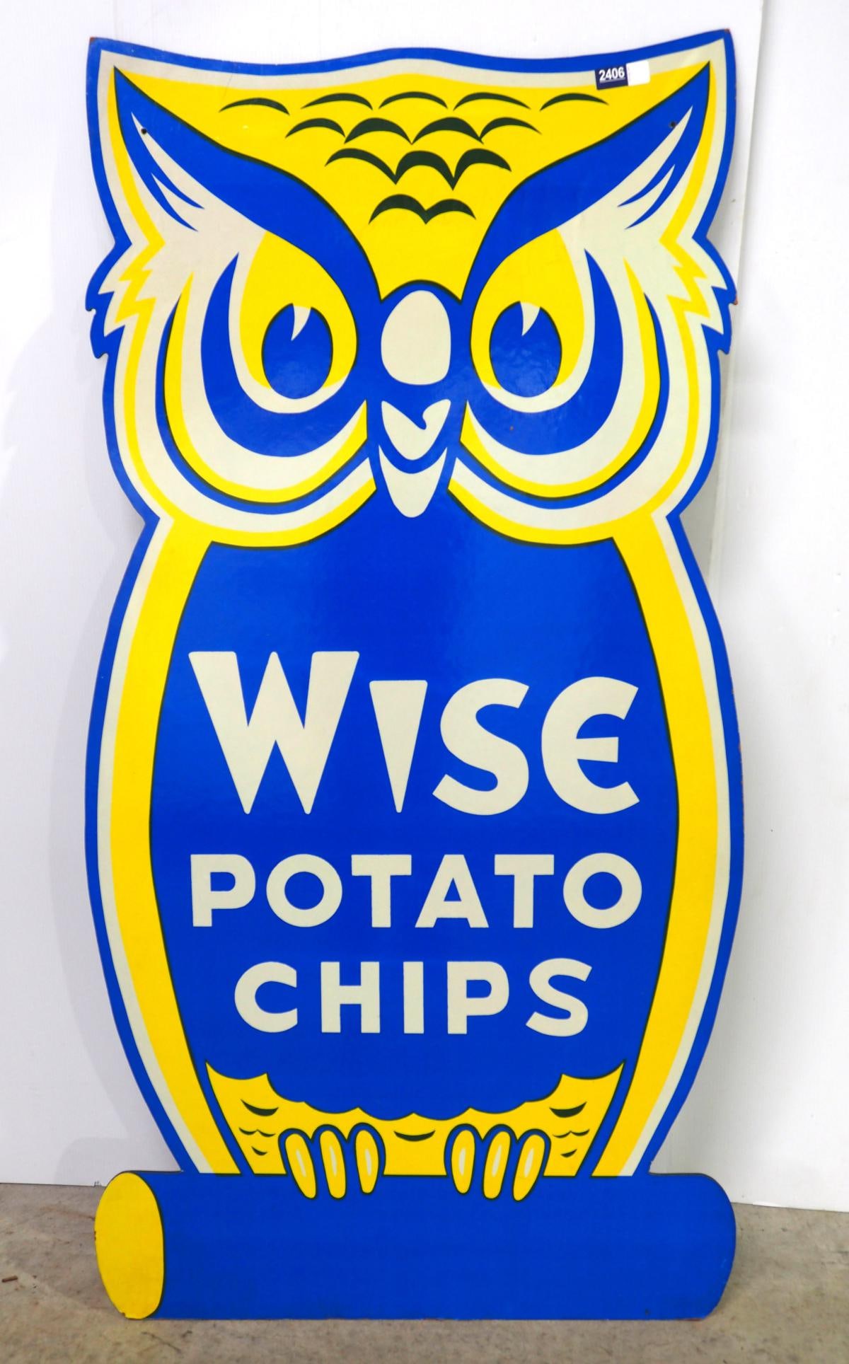 Wooden Wise Potato Chips Sign Auction