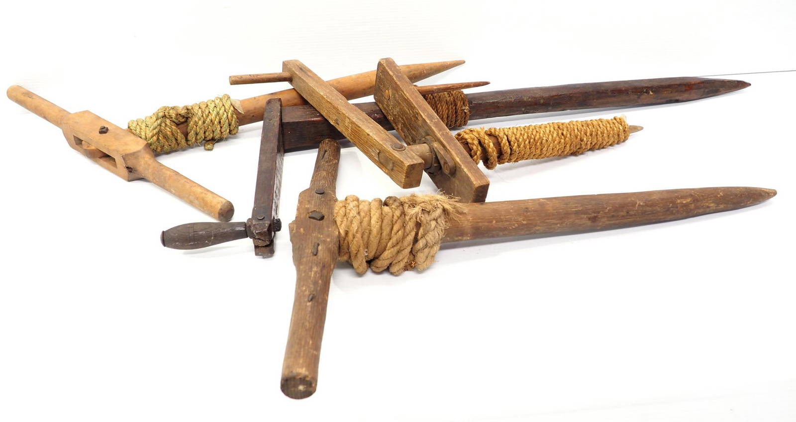 (4) Wooden Primitive Shock Ties Auction