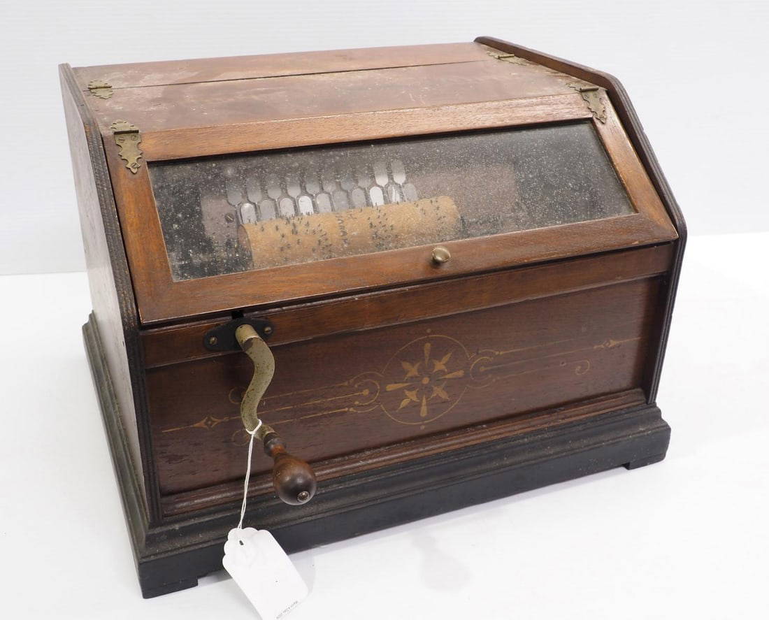 Wooden Hand-crank Organ Music Box Auction