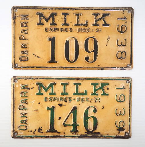 (2) Milk Delivery Wagon License Plates