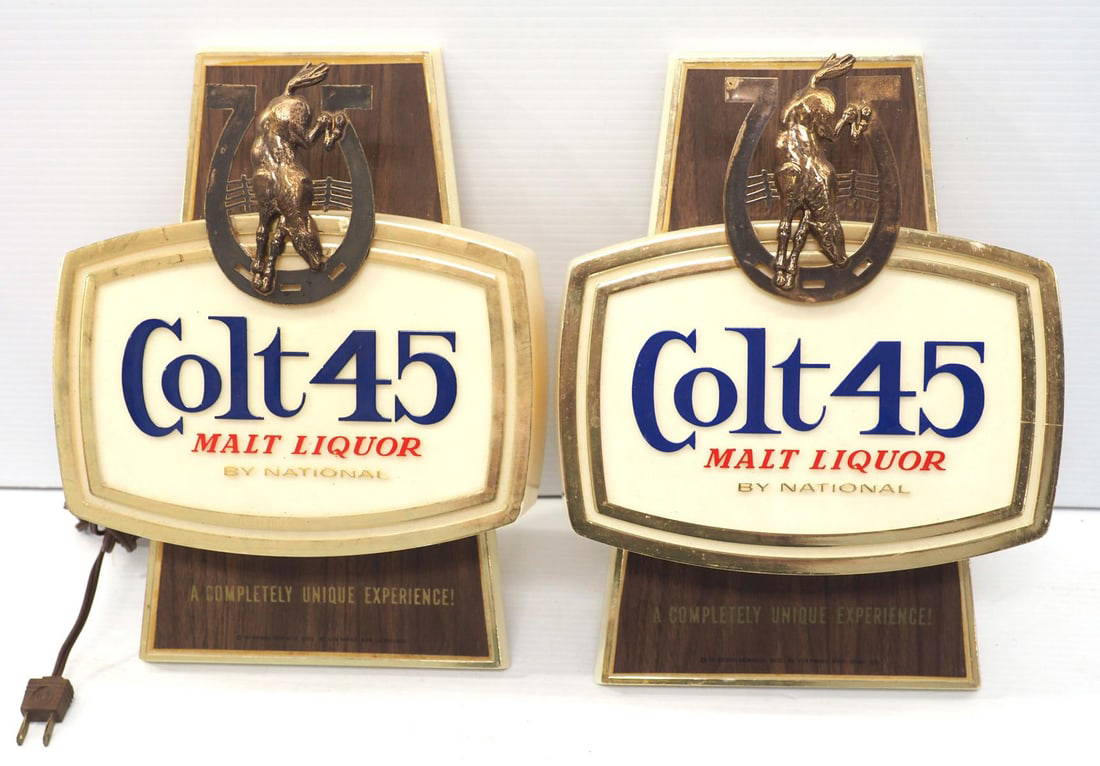 (2) Colt 45 Malt Liquor Advertising Signs Auction