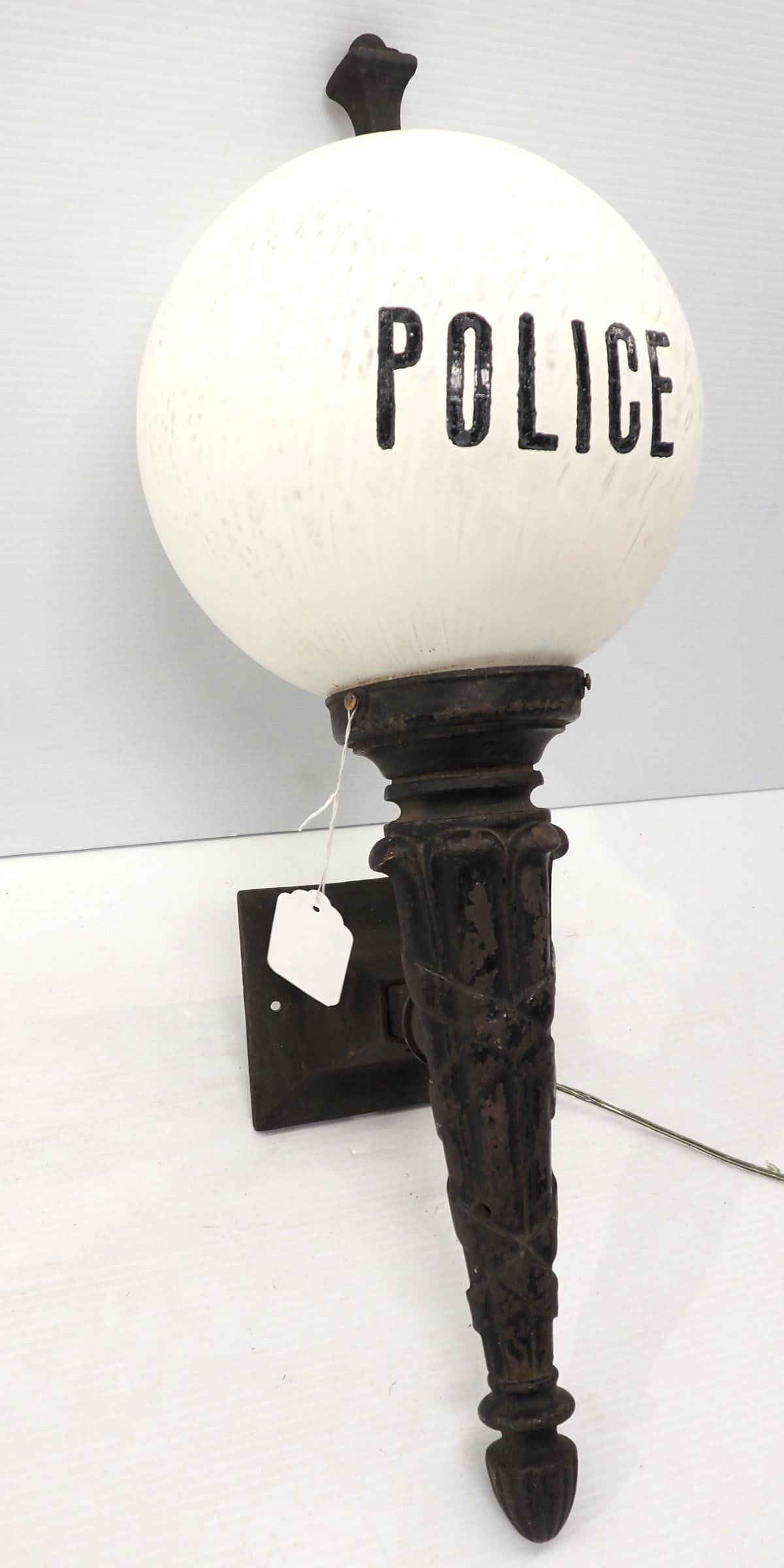 Wall-mount Electric Light "police" Globe Auction