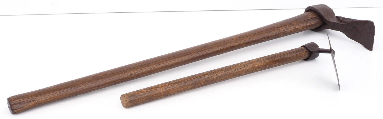 (2) Early Primitive, Hand-forged Adze/hoe/fro? Auction