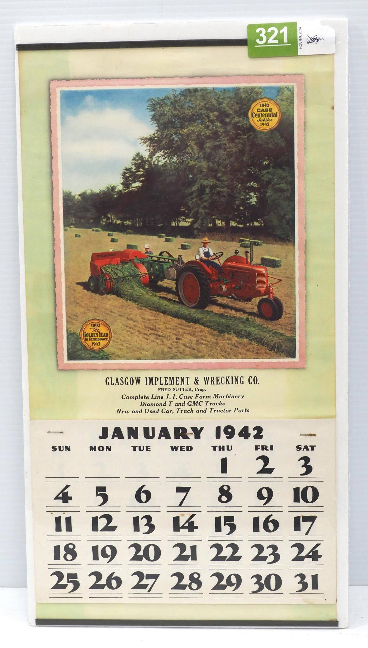 Glasgow Implement & Wrecking Co. 1942 Calendar Auction