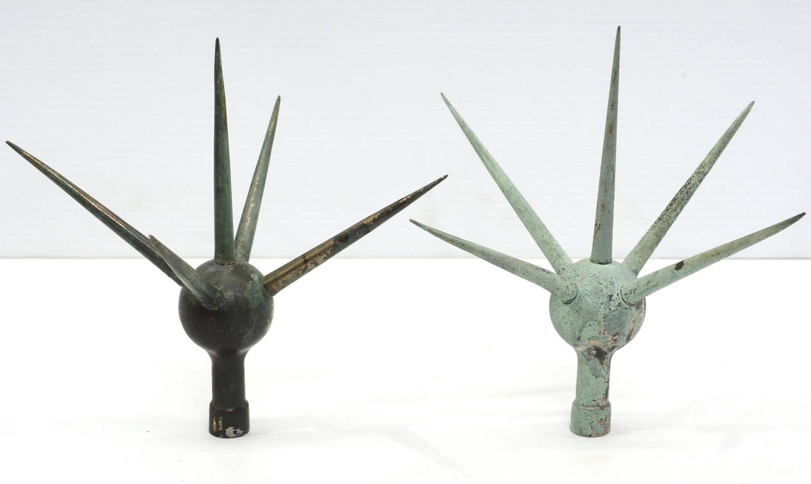 (2) Copper-bronze Thistle Lightning Rod Topper Auction