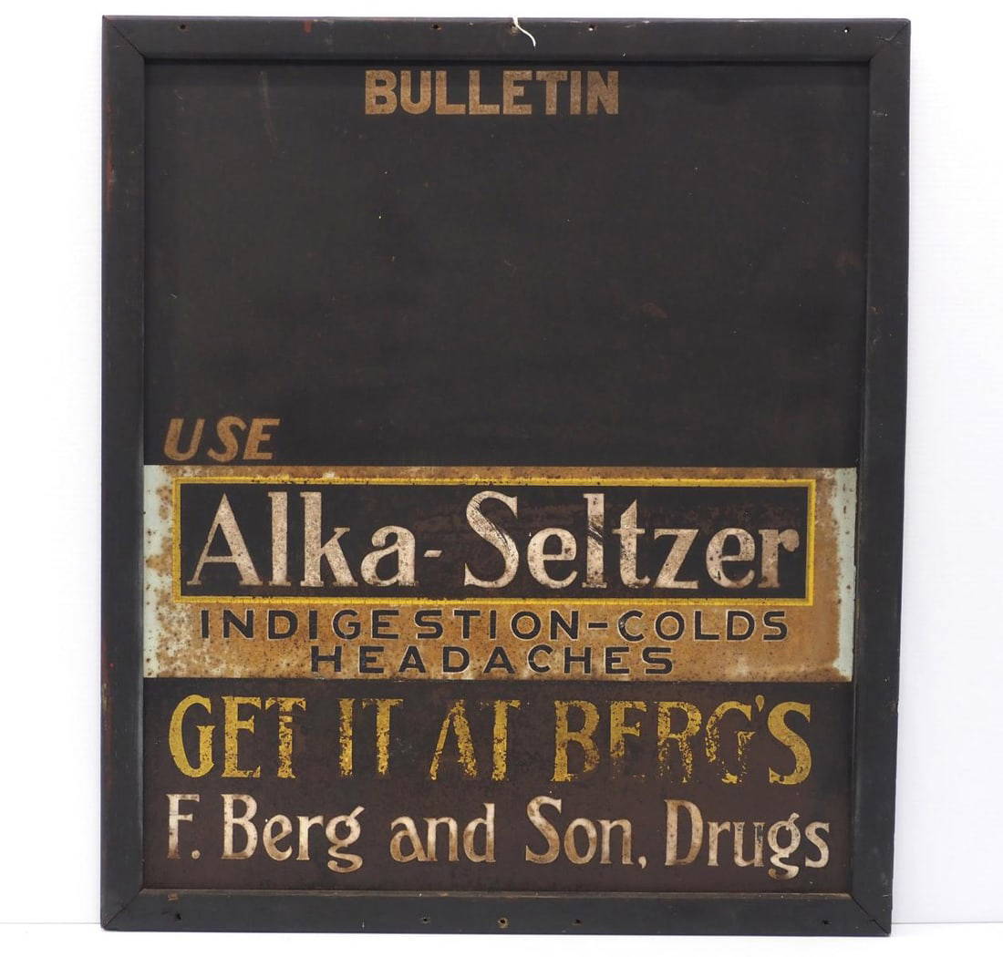 Alka-seltzer Sign With Chalkboard Top Auction