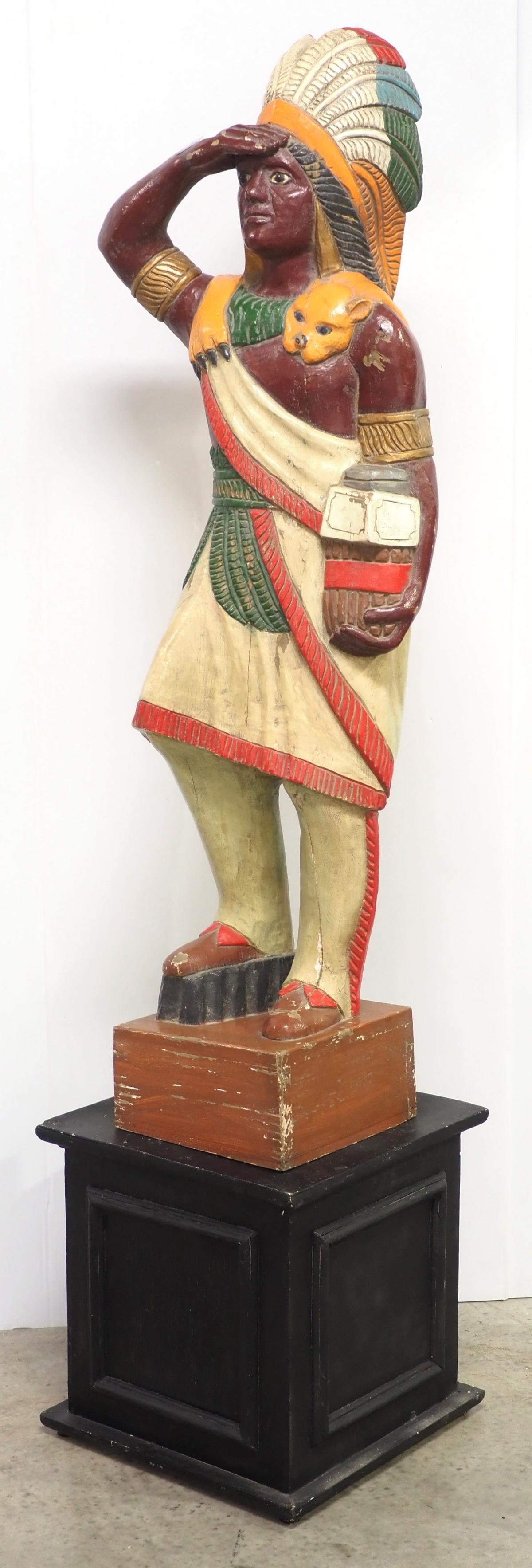 Carved Wooden Cigar Store Indian Statue Auction
