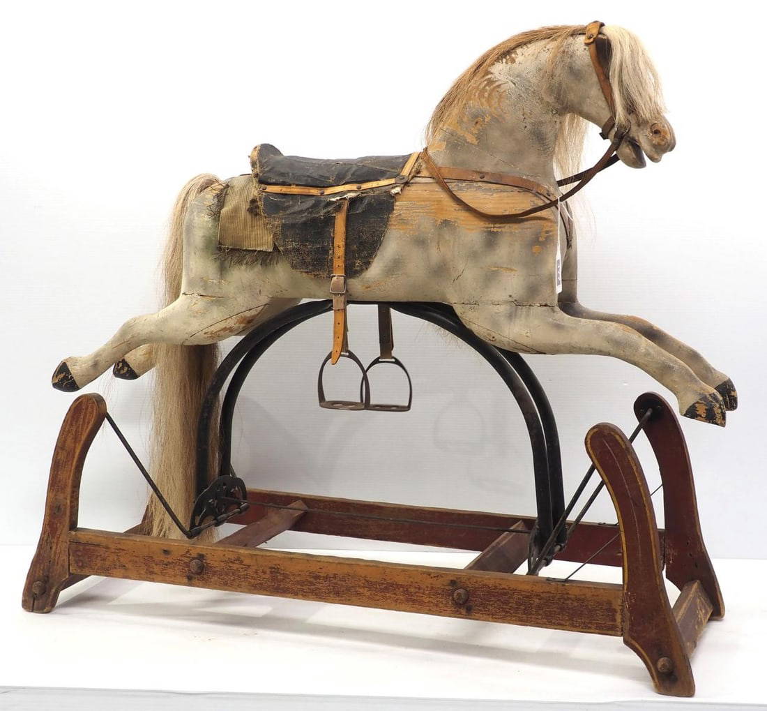 Large Wooden 1918 Country Store Rocking Horse Auction