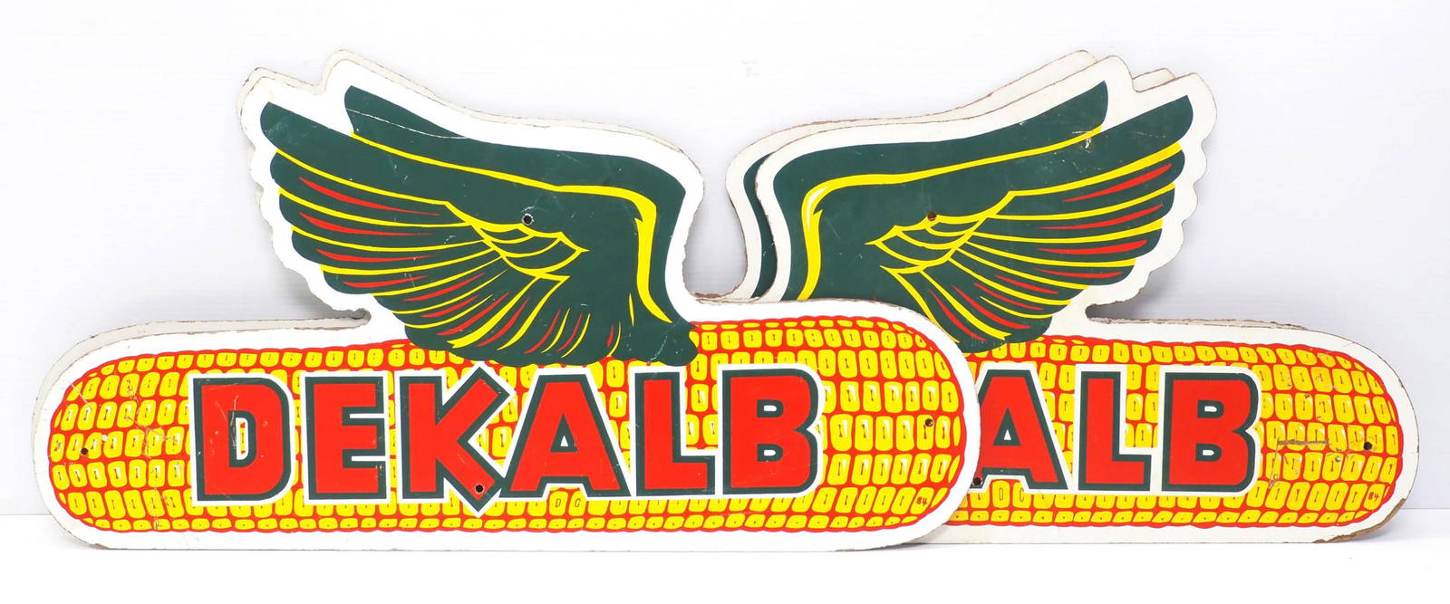 (2) Sets Dekalb Flying Ear Of Corn 'facing' Signs Auction