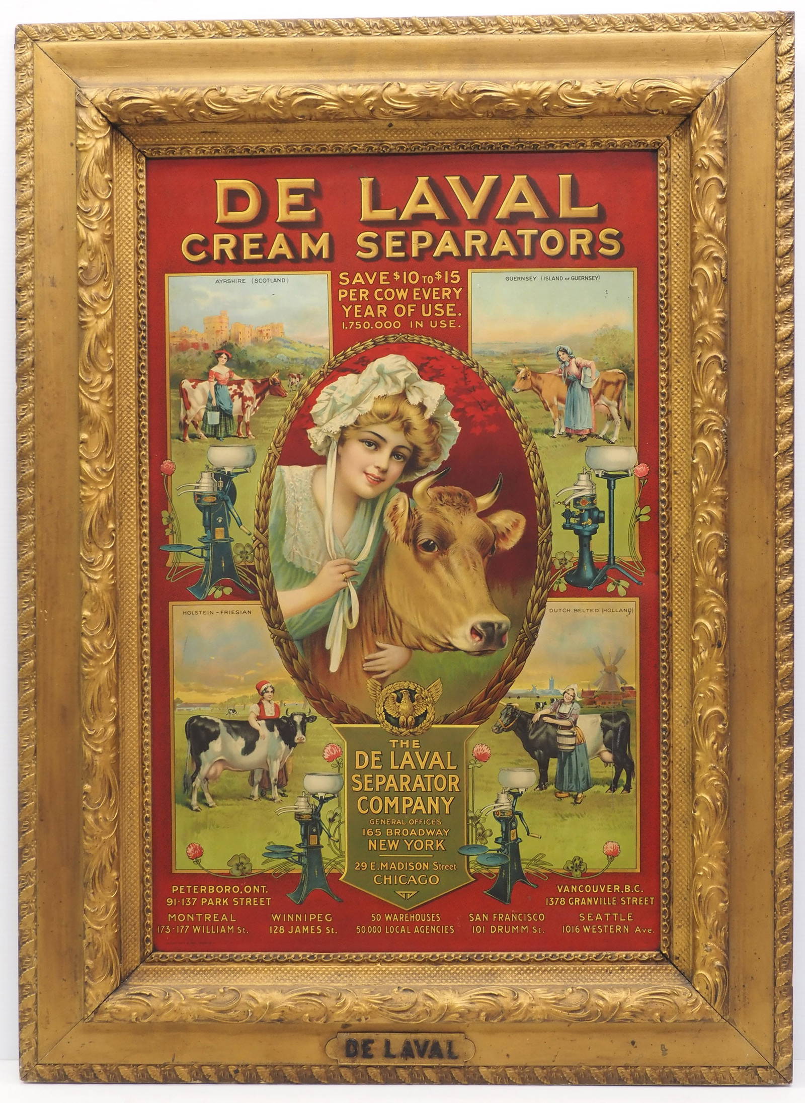 Delaval Cream Separators Sign With Delaval Frame Auction