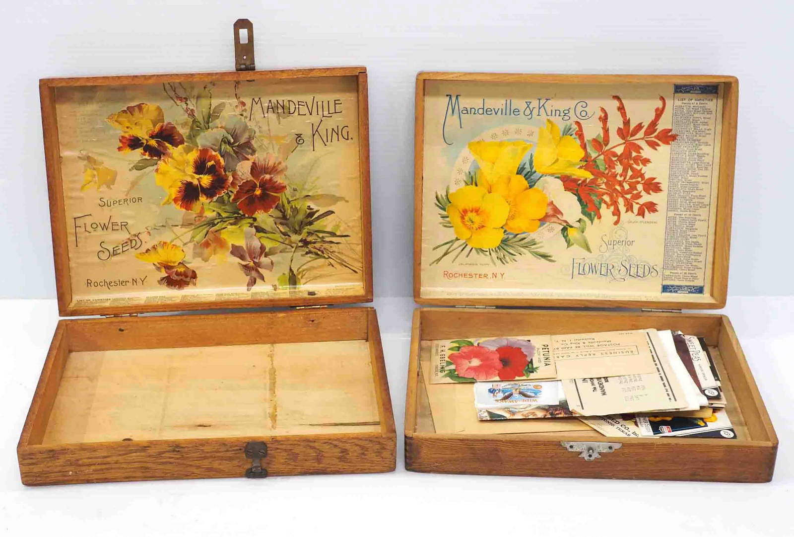 (2) Mandeville & King Wooden Flower Seed Boxes Auction