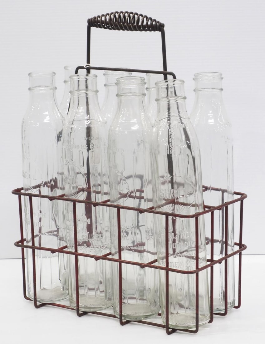 (8) 1-quart Tall Glass Shell Oil Bottles - Aug 02, 2025 | Chupp ...