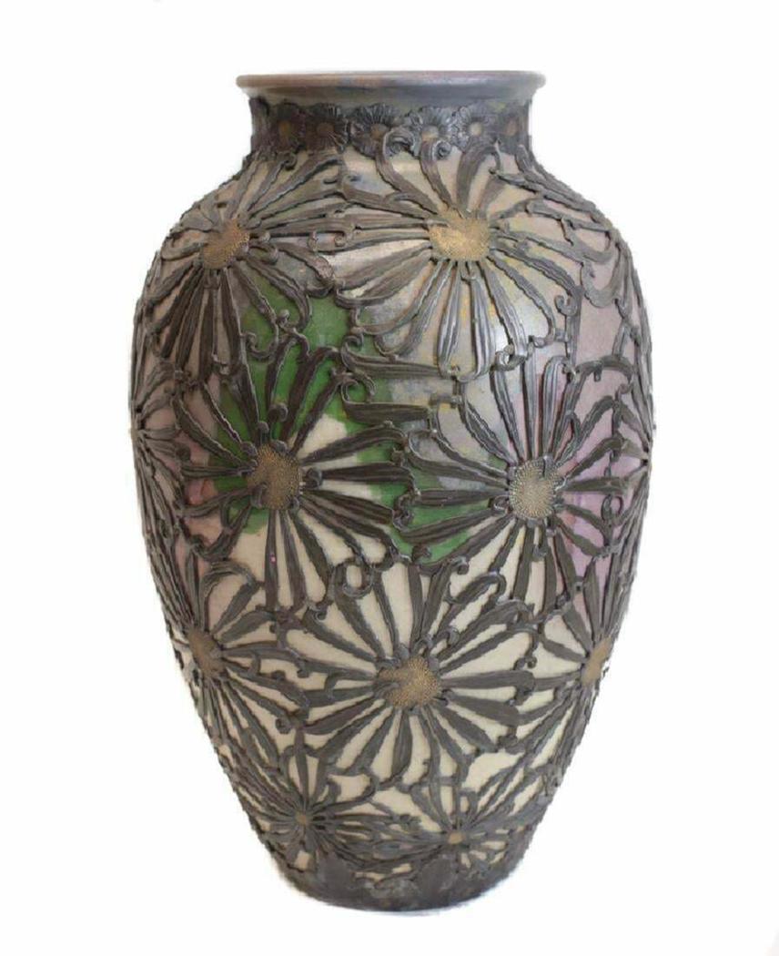 Ceramic Art Nouveau Floral Vase with Pewter Overlay - Jun 07, 2020 ...
