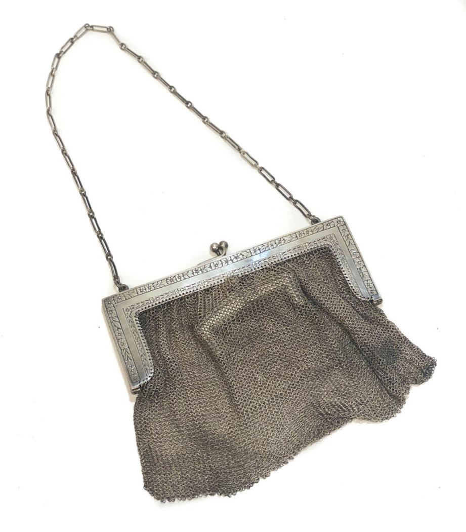 Sterling Silver Chainmail Mesh Purse Handbag