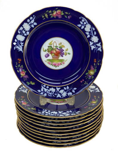 10 Copeland Spode Cobalt Blue Porcelain Dinner Plates