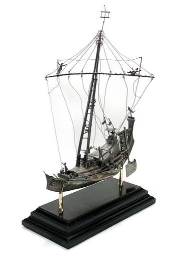 Solid Silver Model Of A Ship