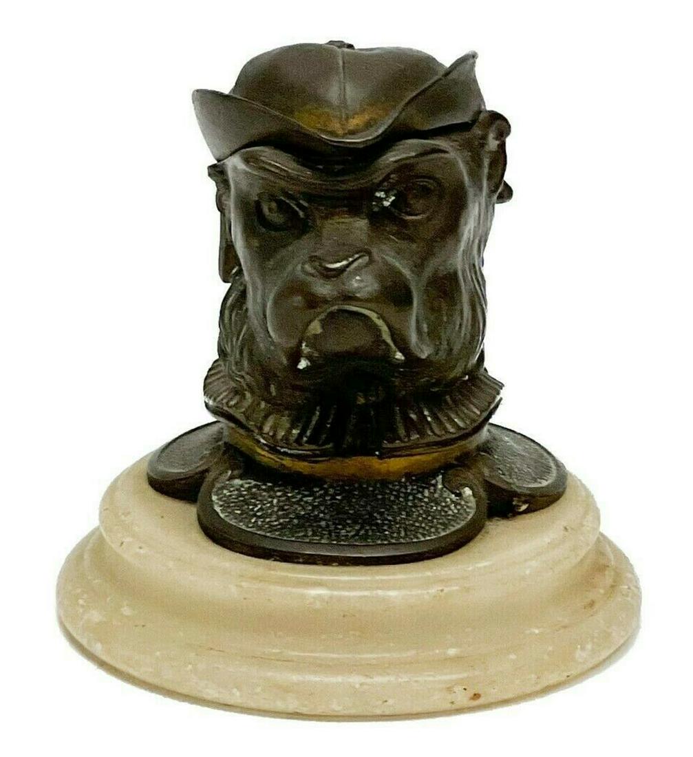 Novelty English Patinated Bronze Inkwell Modelled As A Dog With Hat ...