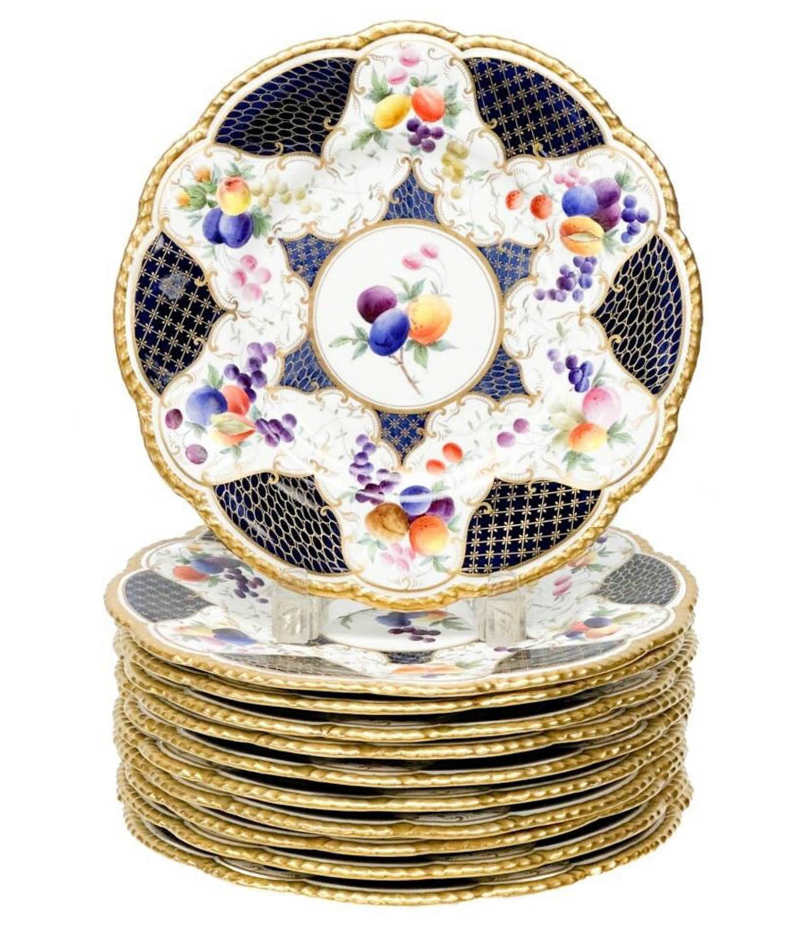 11 Grainger Royal China Worcester England Porcelain Dinner Plates Fruit ...