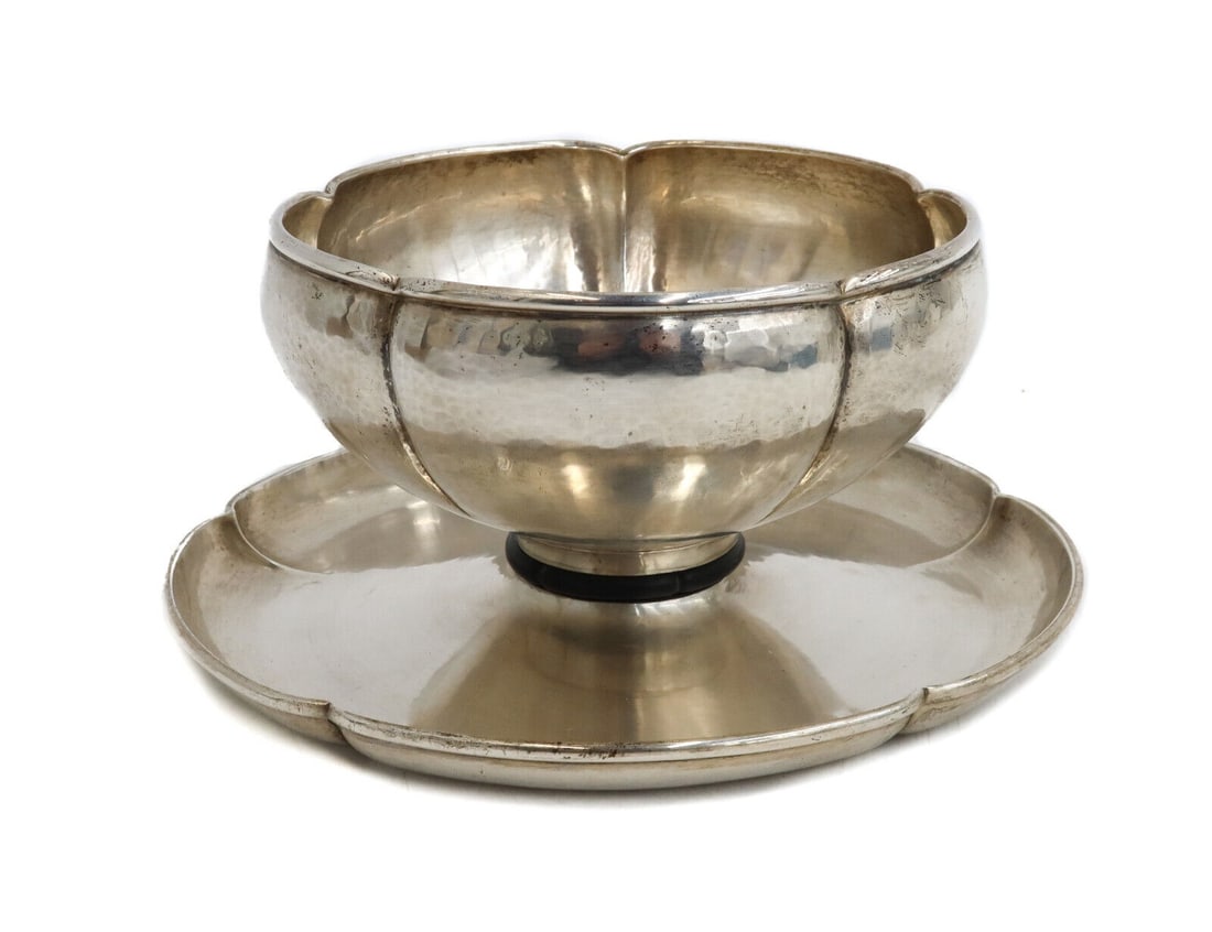 The Kalo Shop Hand Wrought Sterling Silver Sauce Bowl And Underplate #s12 C1950 Auction