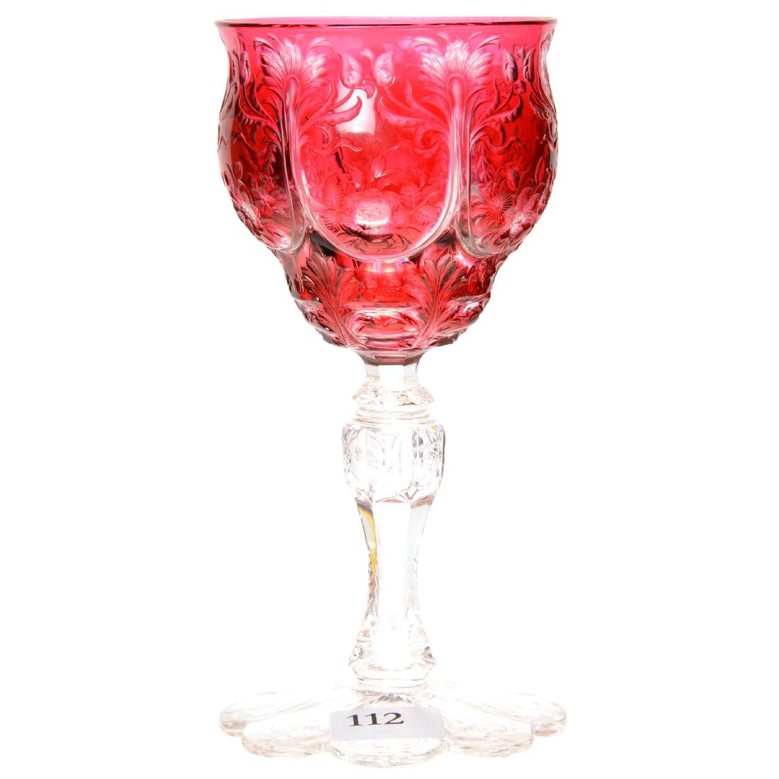 Cranberry Cut to Clear Wine Glass