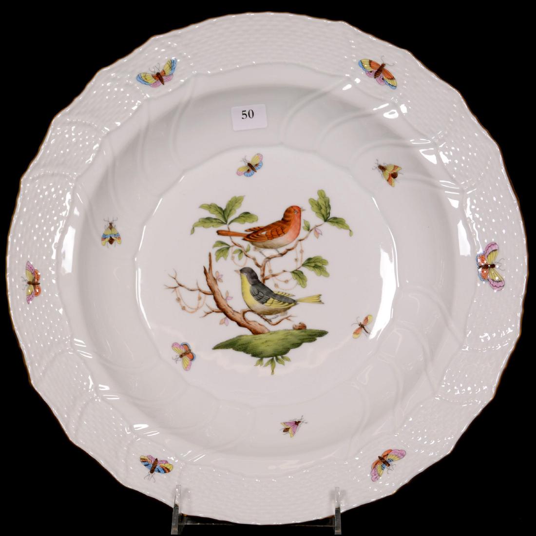 Herend Hungary Porcelain Hand Painted Large Low Bowl