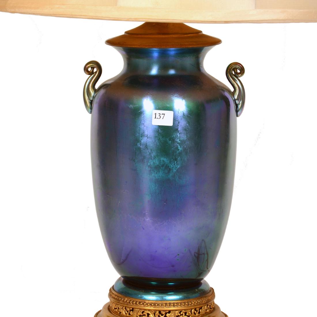 Steuben Blue Aurene Table Lamp