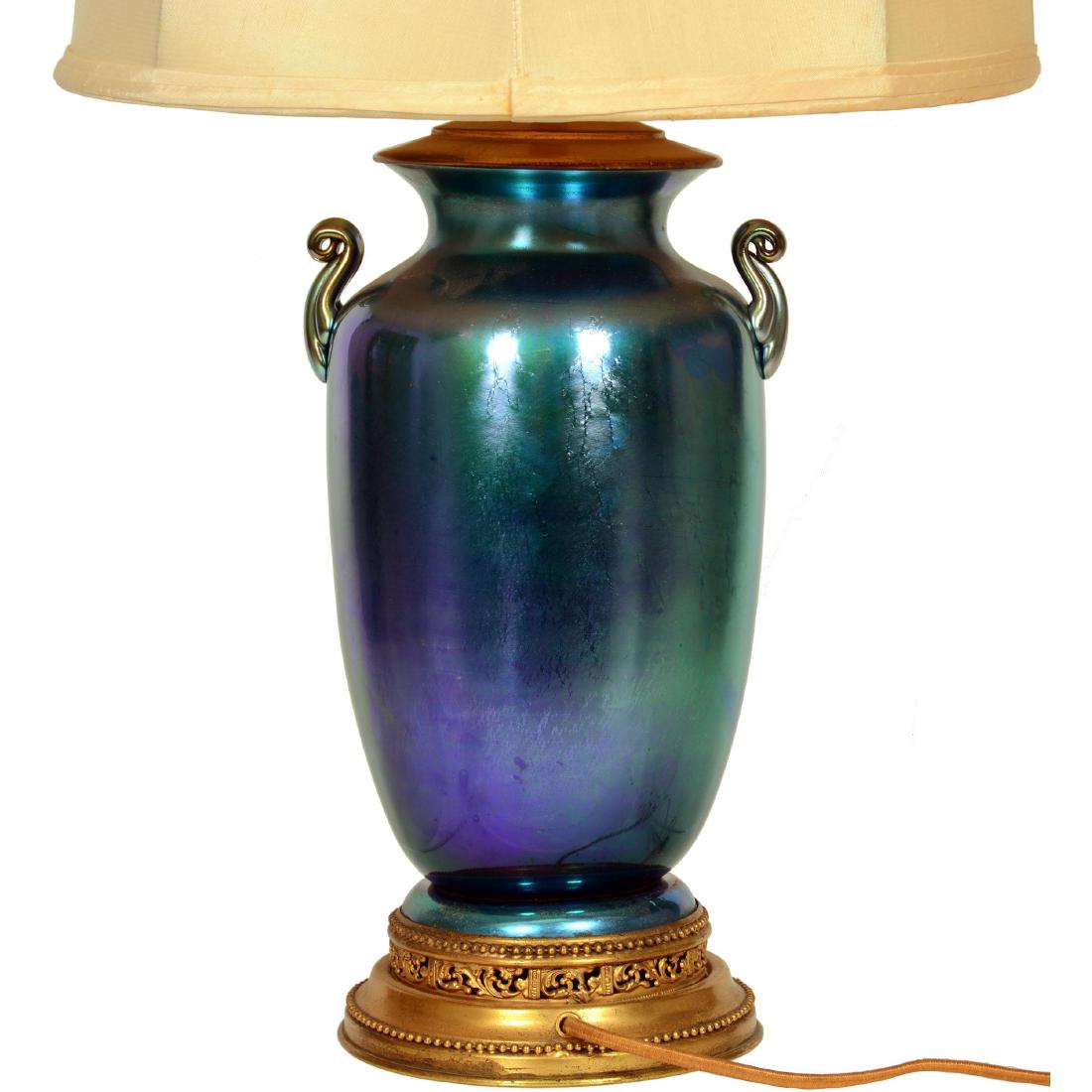 Steuben Blue Aurene Table Lamp