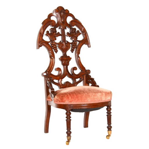 Victorian Walnut High Back Parlor Chair
