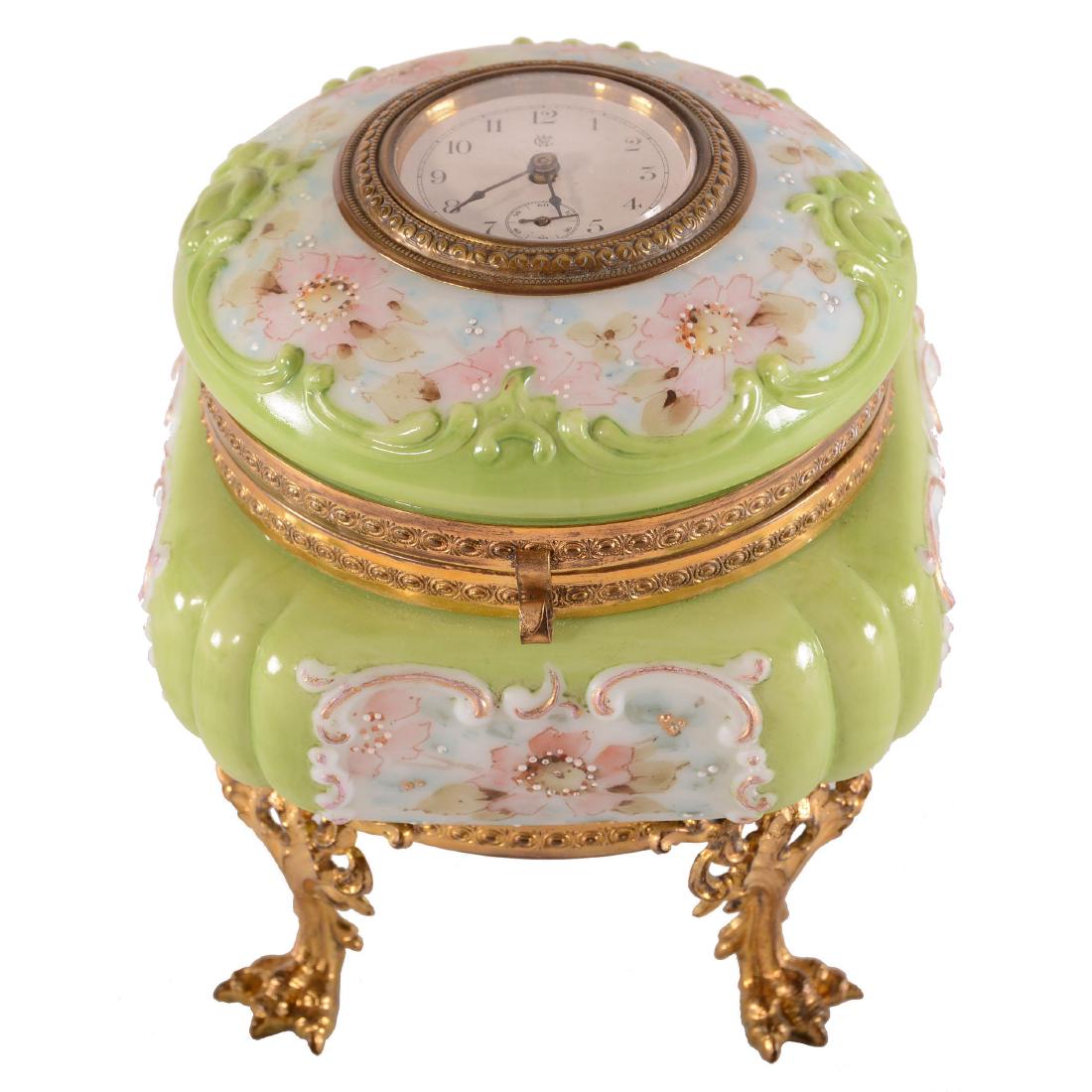 Jewel Box with Clock - Wave Crest Banner Mark - 6"X 5"