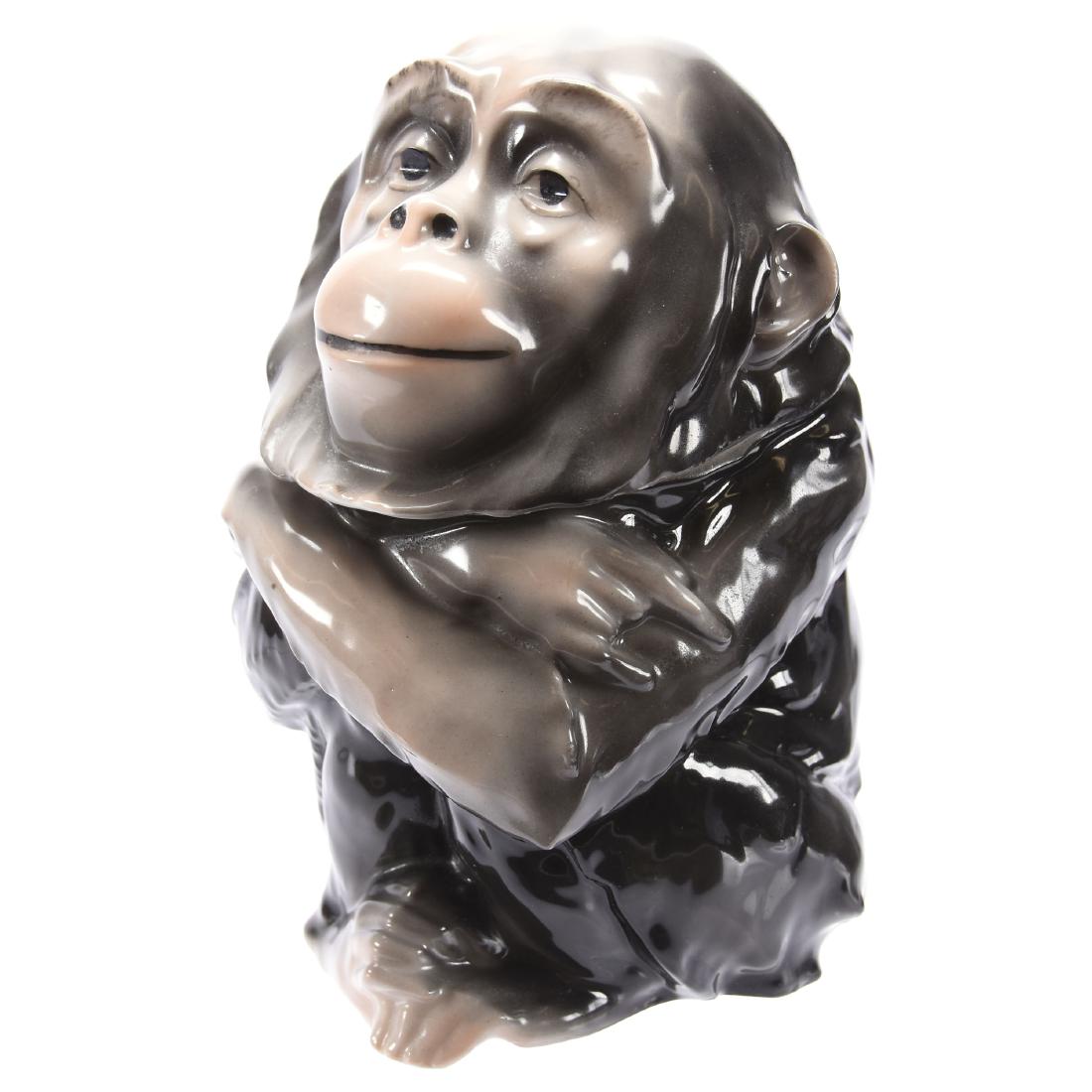 Figural Chimpanzee Humidor Royal Bayreuth Blue Mark