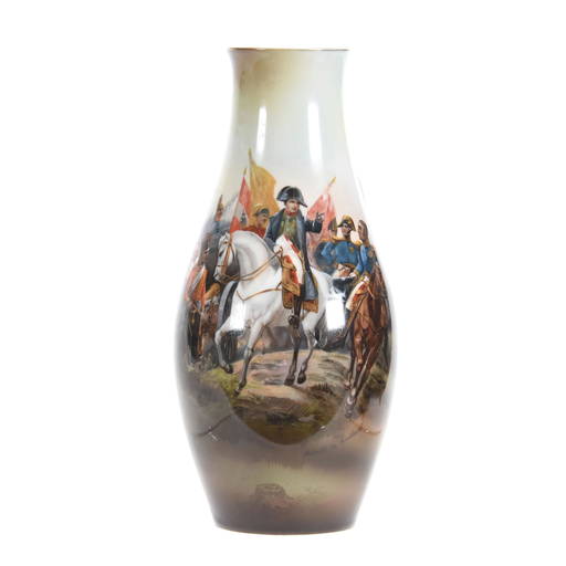 Vase, Marked Rs Suhl, Napoleon Campaign Scene