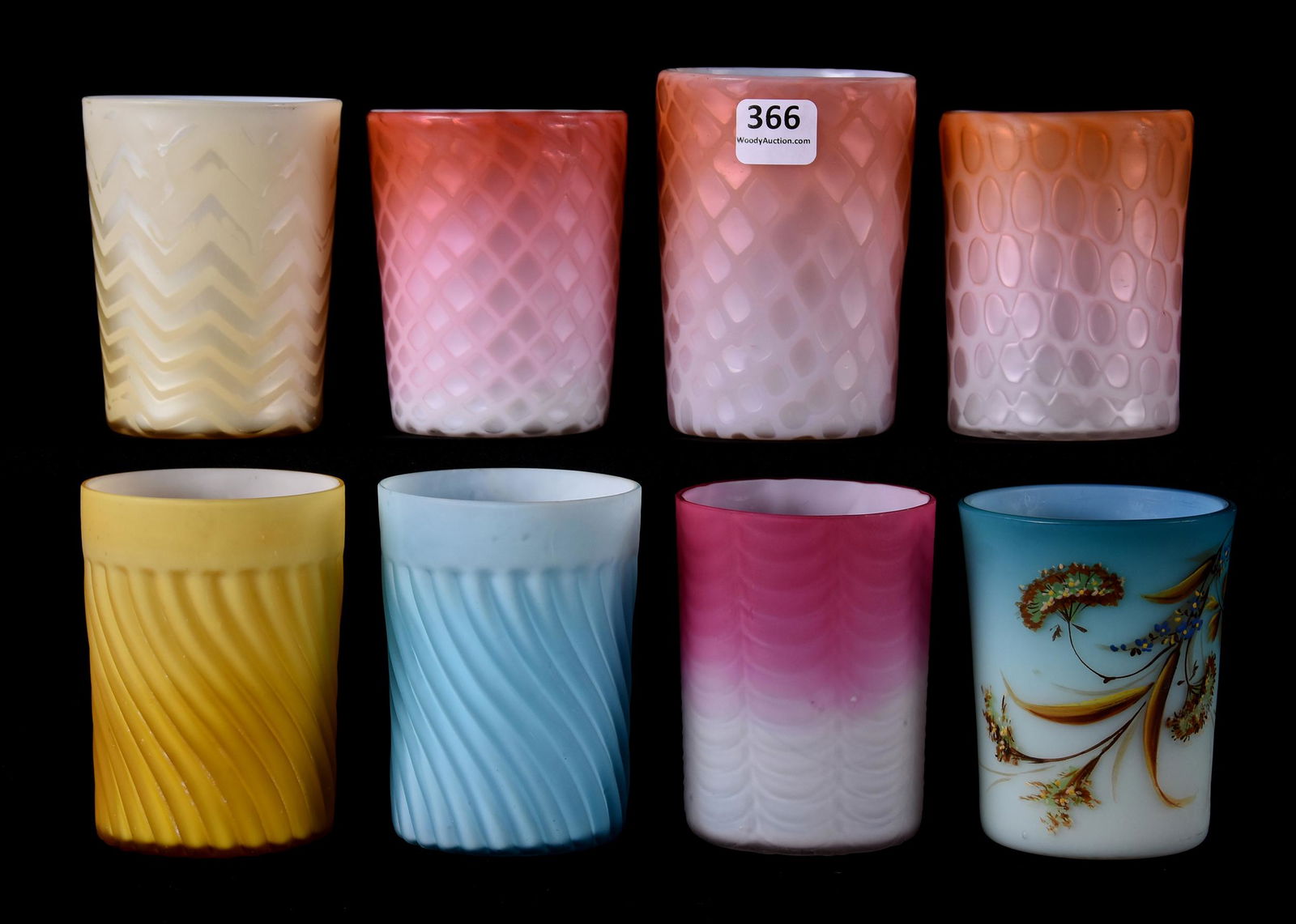 (8) Tumblers, satin glass, assorted patterns - Dec 07, 2019 | Woody ...