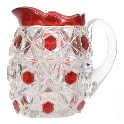Pitcher, Ruby Flash Eapg Big Button Pattern