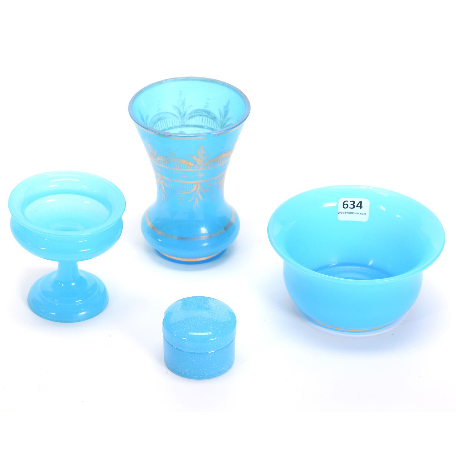 7 1/4" BLUE SATIN ART GLASS STICK VASE - Apr 09, 2016 | Woody Auction ...