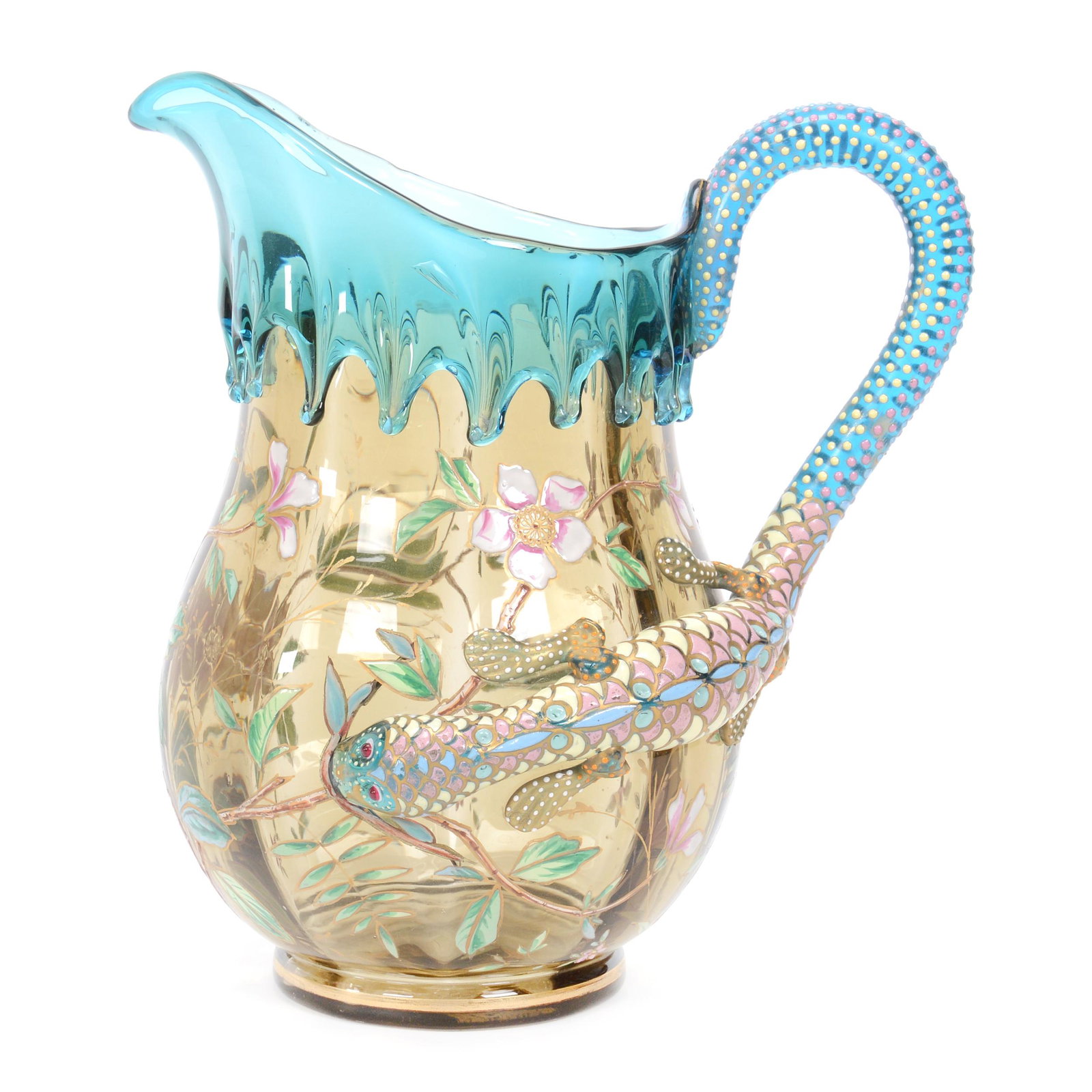 100: Blue Opalescent 19C Moser Art Glass Pitcher - Jan 30, 2011 | Myers ...