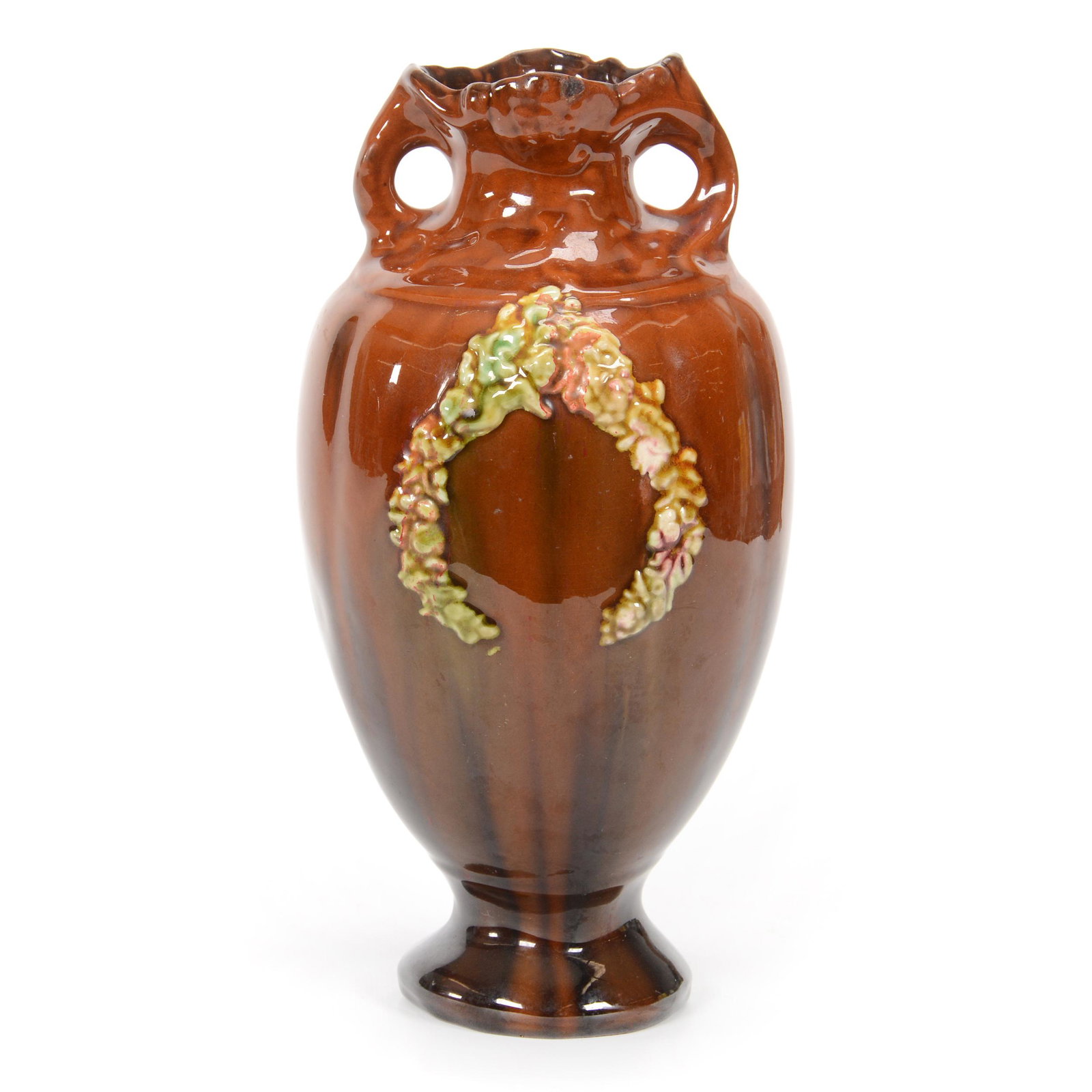 Two Handled Vase, Unmarked Peters And Reed Art Pottery